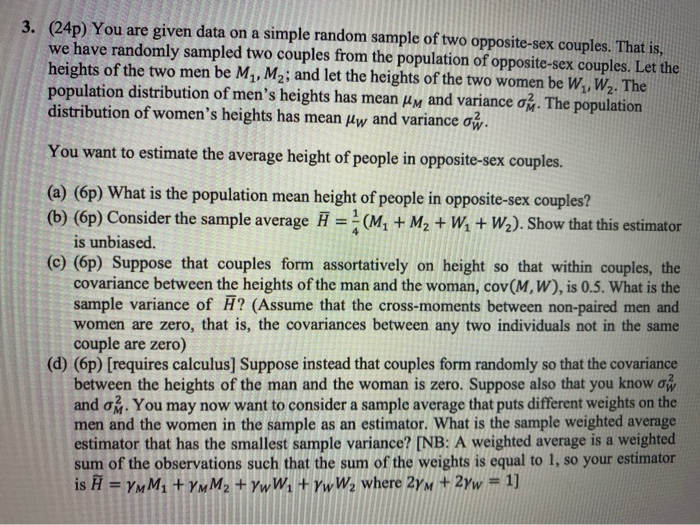3 24p You Are Given Data On A Simple Random Sample 