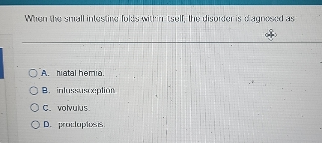 Solved When the small intestine folds within itself, the | Chegg.com