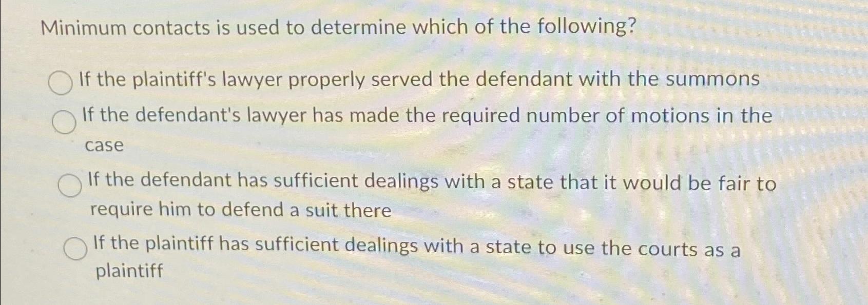 Solved Minimum contacts is used to determine which of the | Chegg.com