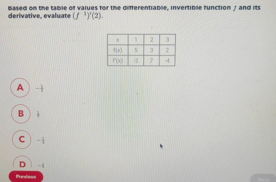 Solved Based on the table of values for the differentiable, | Chegg.com