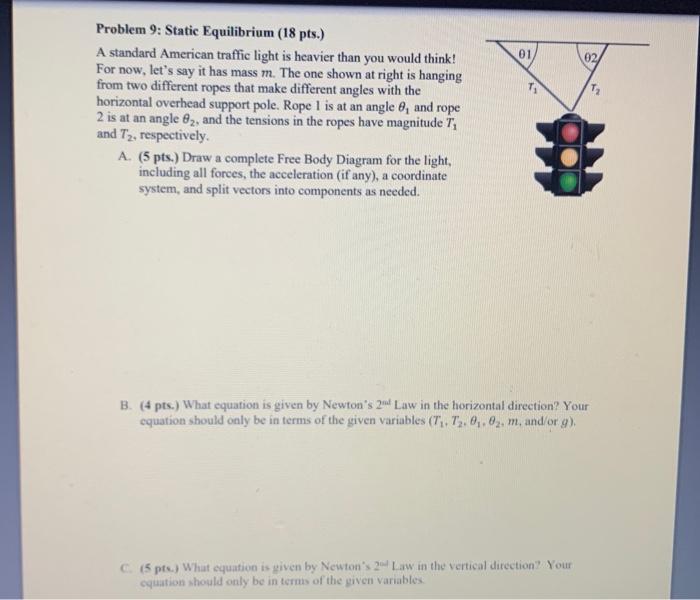 Solved Problem 9: Static Equilibrium (18 pts.) A standard | Chegg.com