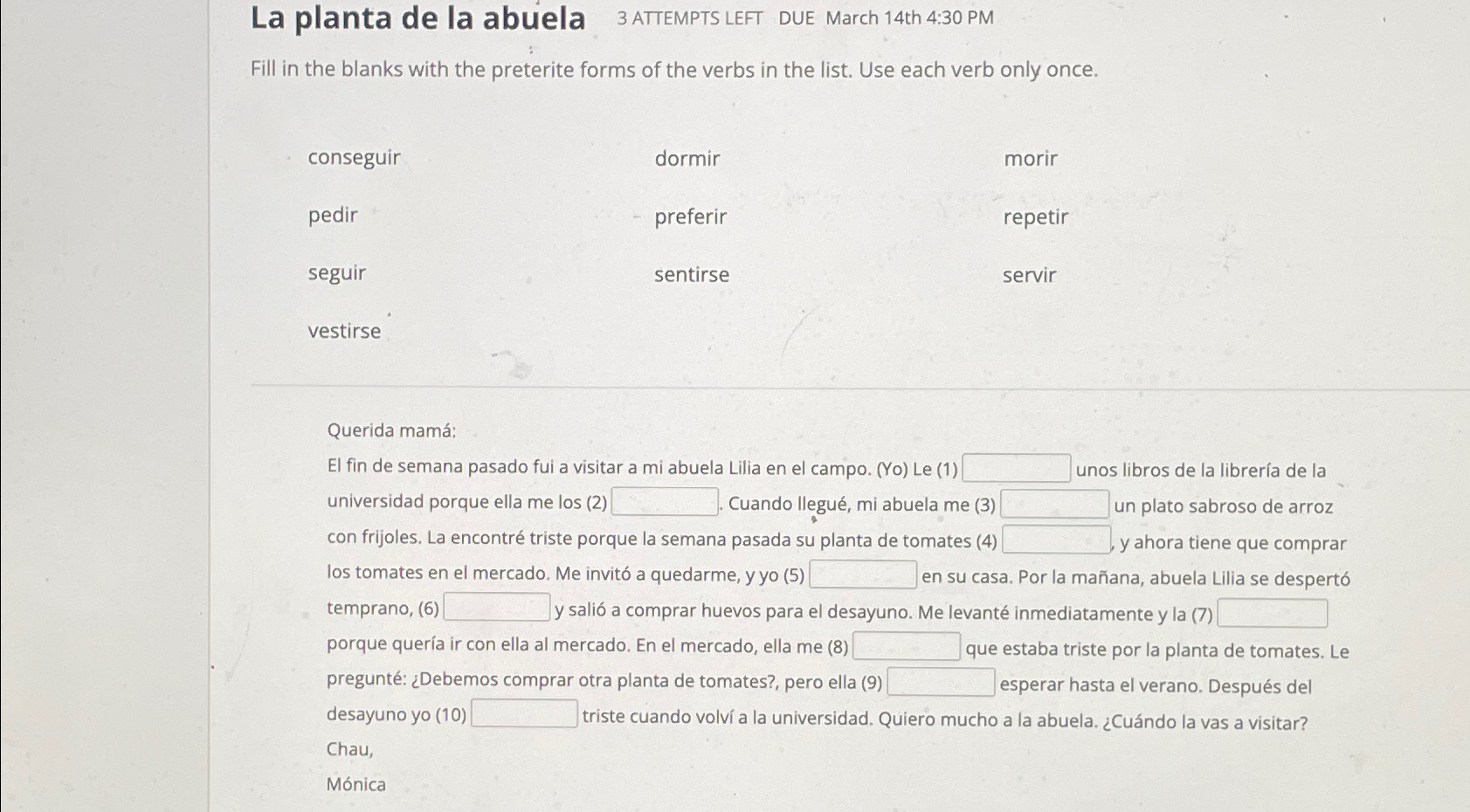 Solved La planta de la abuela3 ﻿ATTEMPTS LEFT DUE March 14th | Chegg.com