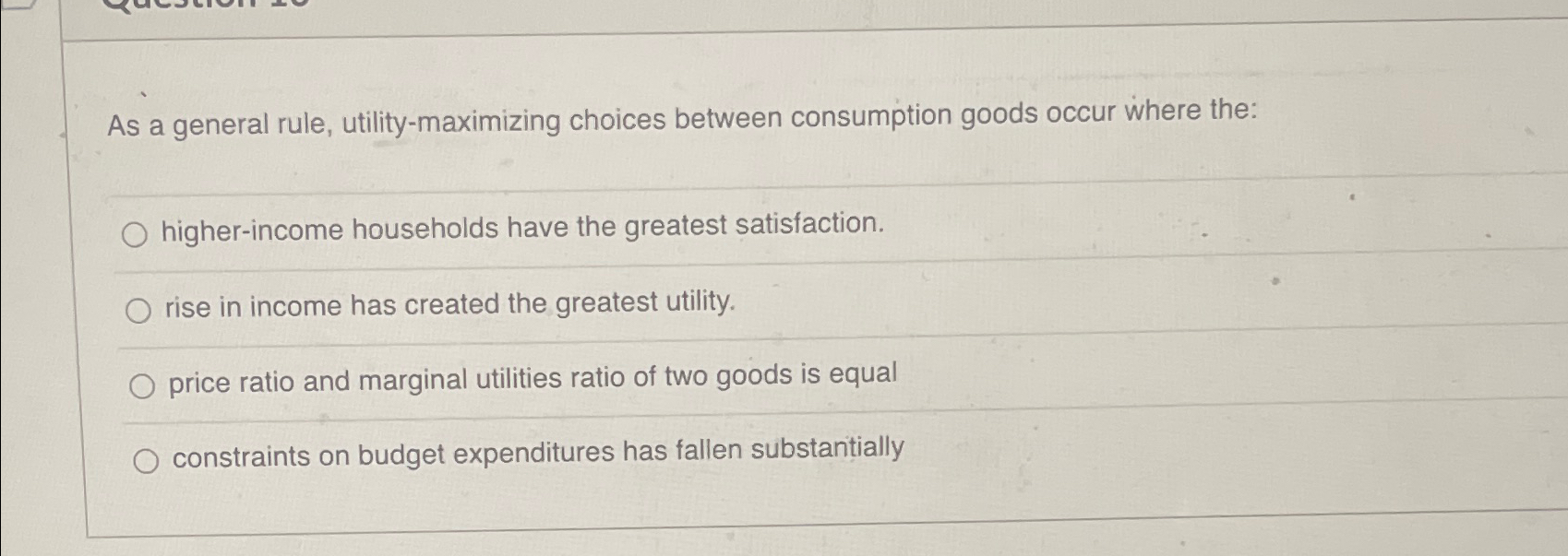 Solved As a general rule, utility-maximizing choices between | Chegg.com