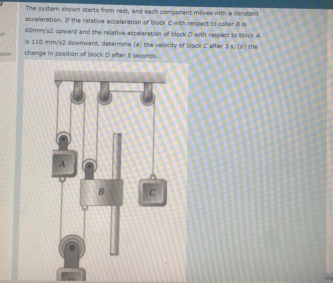 Solved The system shown starts from rest, and each component | Chegg.com