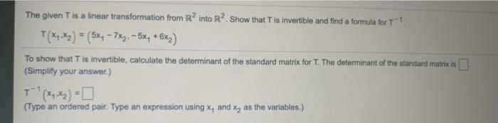 Solved The given Tis a linear transformation from R2 into R? | Chegg.com