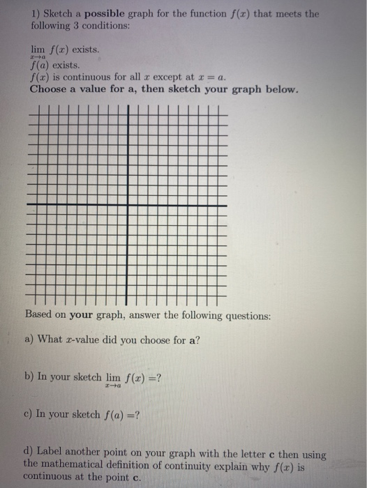 Solved 1 Sketch A Possible Graph For The Function Fx That