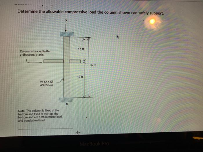 Solved Determine the allowable compressive load the column | Chegg.com