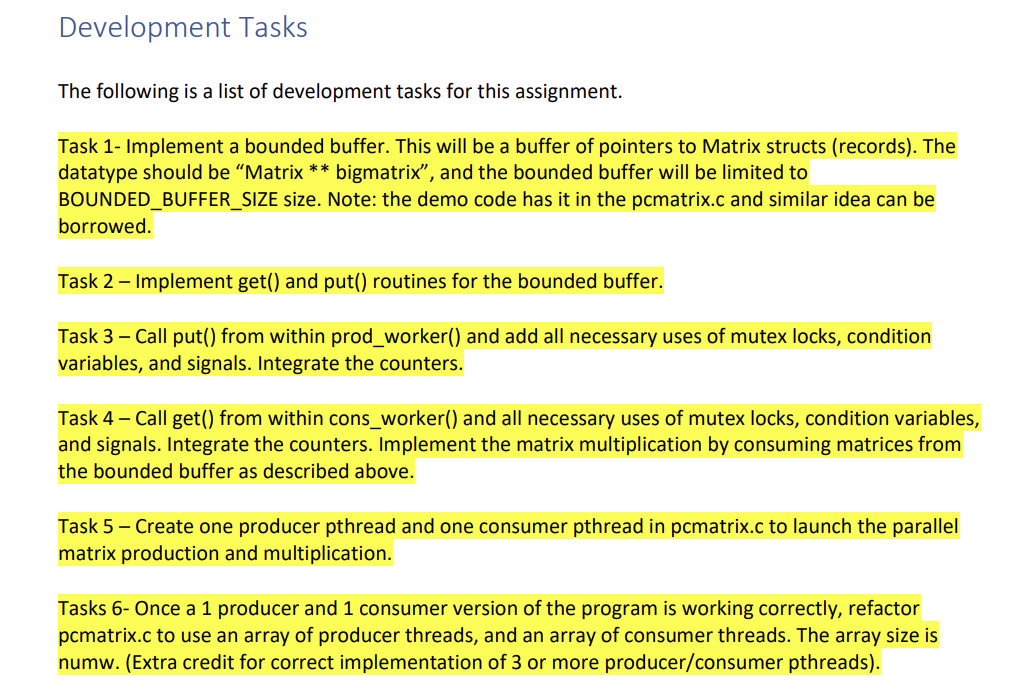 Solved Development TasksThe following is a list of | Chegg.com