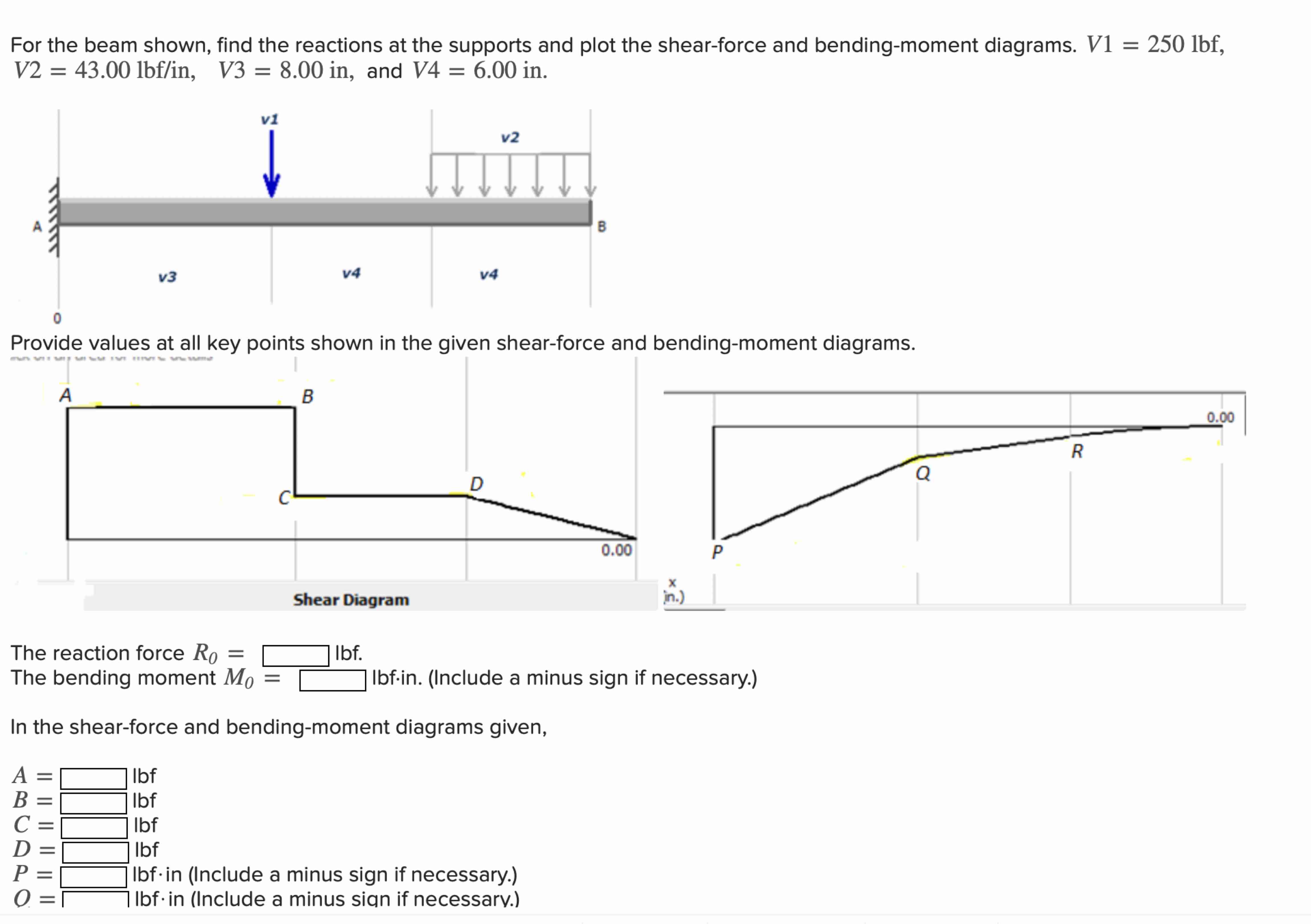 Solved Provide values at ﻿all key points shown in ﻿the given | Chegg.com