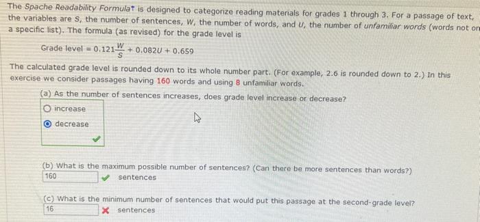 Solved The Spache Readability Formulat is designed to | Chegg.com