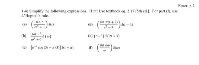 Solved 1-4) Simplify the following expressions. Hint: Use | Chegg.com