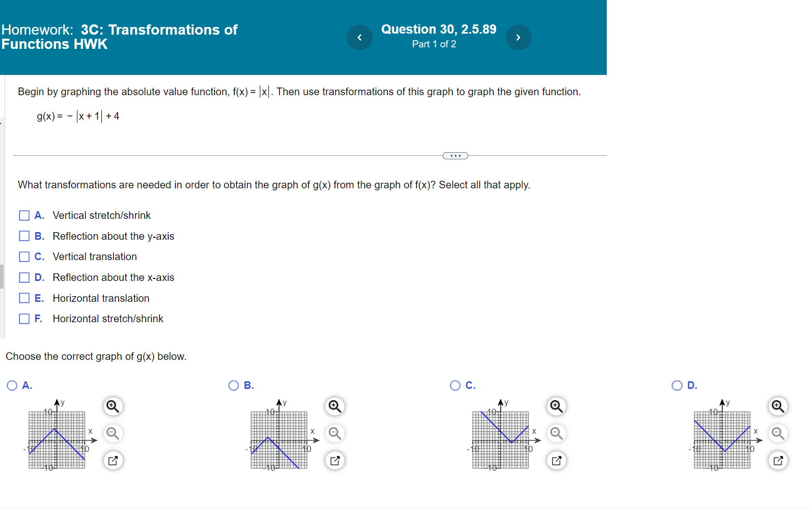Solved Begin By Graphing The Absolute Value function