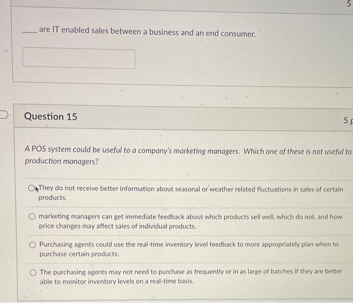 Solved are IT enabled sales between a business and an end | Chegg.com