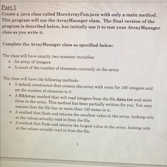 Part 1 Create A Java Class Called Morearrayfun Java