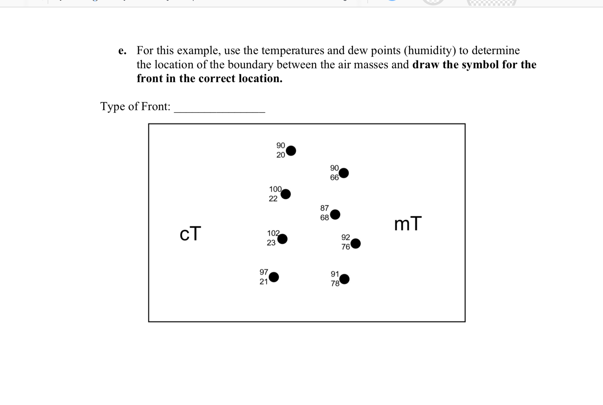 Solved e. ﻿For this example, use the temperatures and dew | Chegg.com