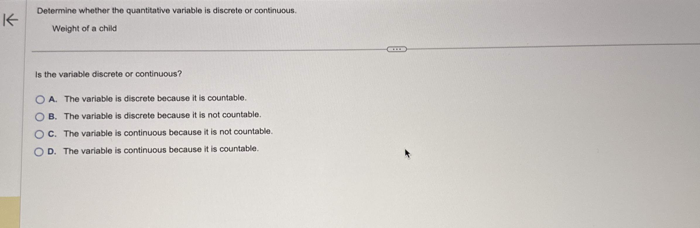 Determine whether the quantitative variable is | Chegg.com