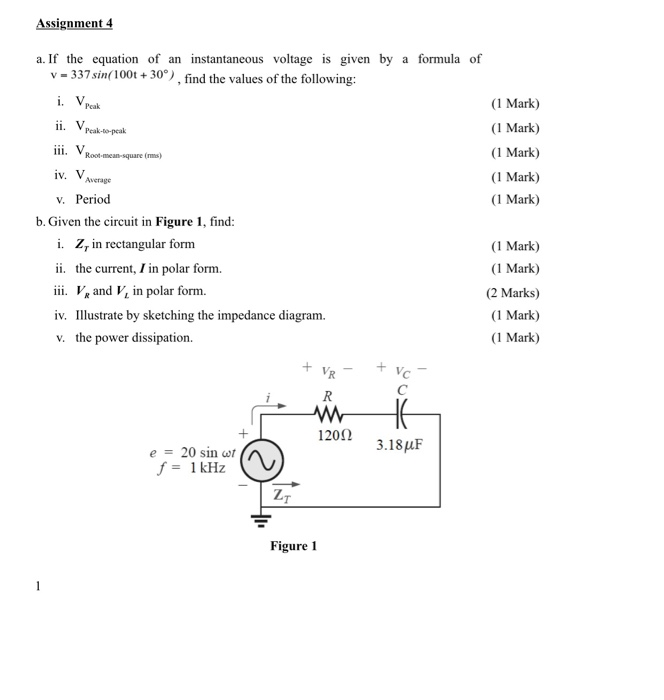 Solved Assignment 4 a. If the equation of an instantaneous | Chegg.com