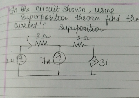 Solved In the circuit shown, using superposition theorem | Chegg.com