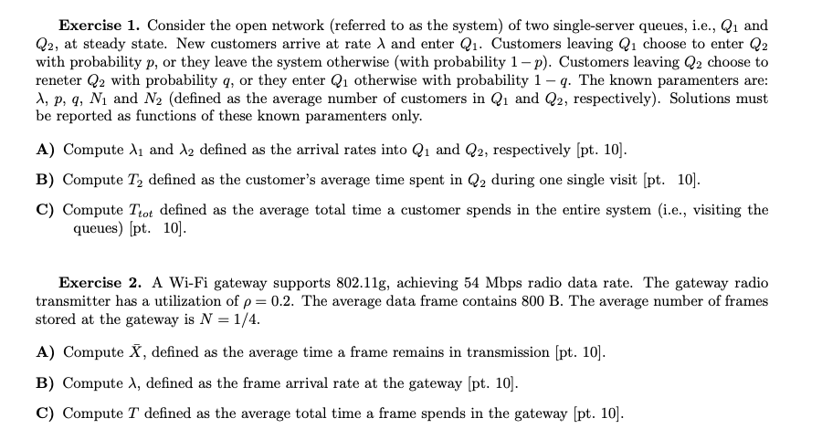Solved Exercise 1. ﻿Consider the open network (referred to | Chegg.com