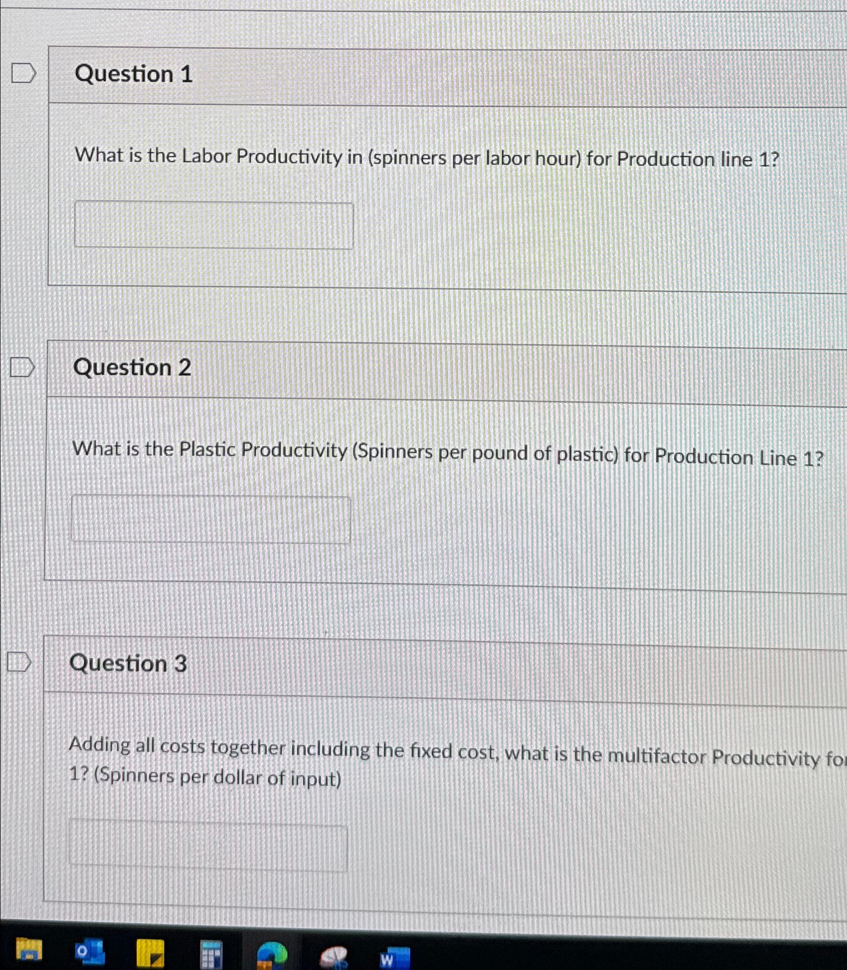 Solved Question 1What is the Labor Productivity in (spinners | Chegg.com