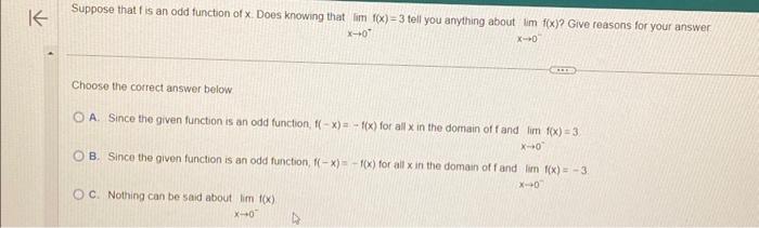 Solved K Suppose that f is an odd function of x. Does | Chegg.com