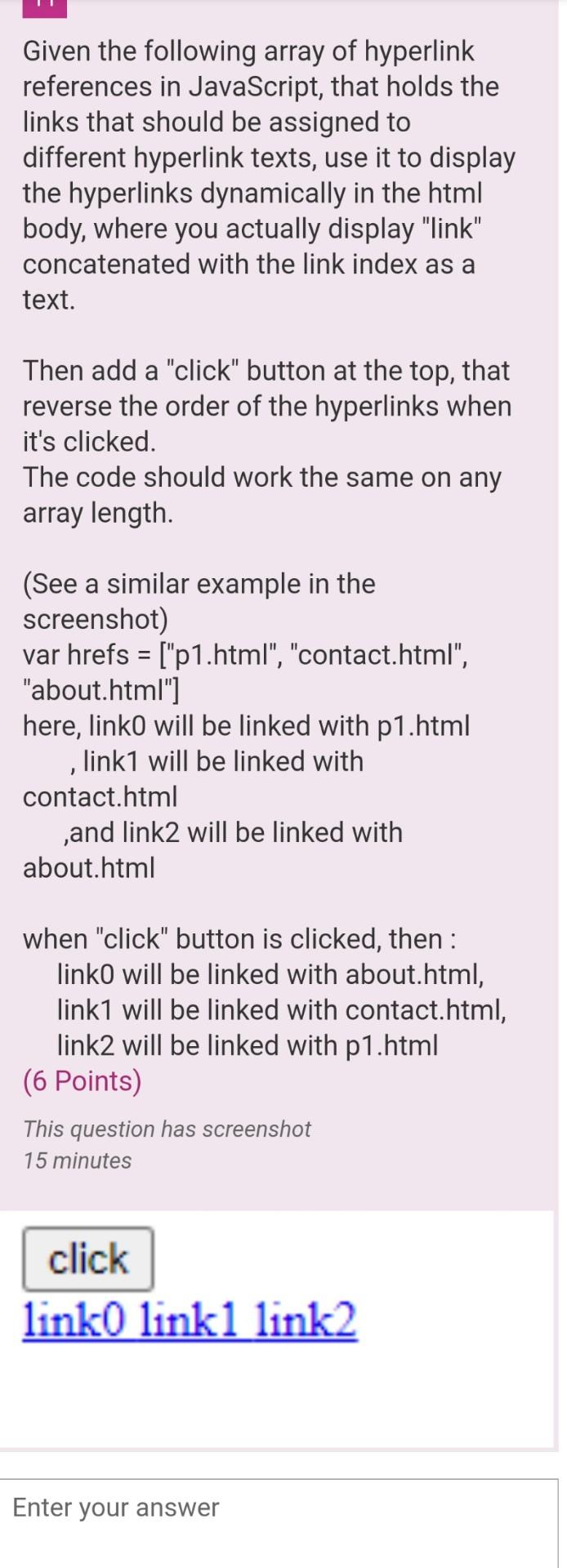 Solved Given the following array of hyperlink references in | Chegg.com