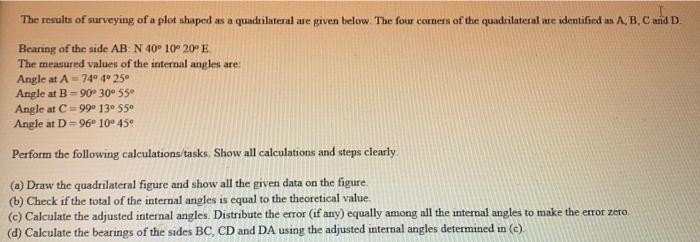 Solved The results of surveying of a plot shaped as a | Chegg.com