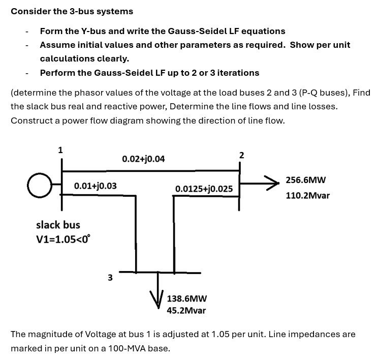 Solved Consider the 3-bus systemsForm the Y-bus and write | Chegg.com