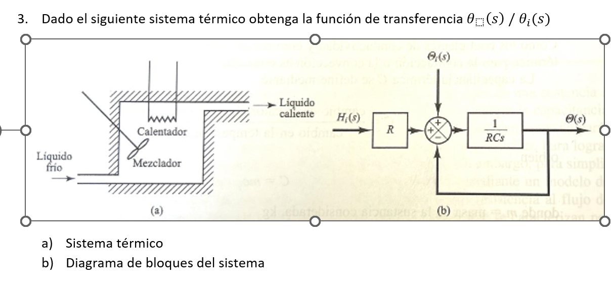 Dado el siguiente sistema térmico obtenga la función | Chegg.com