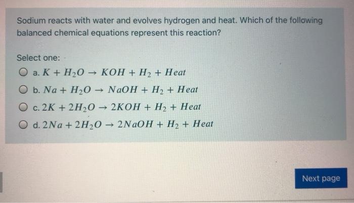 Solved Sodium reacts with water and evolves hydrogen and | Chegg.com