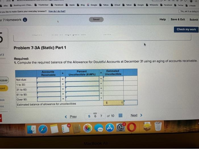 Solved Required information Problem 7-3A (Static) Aging | Chegg.com