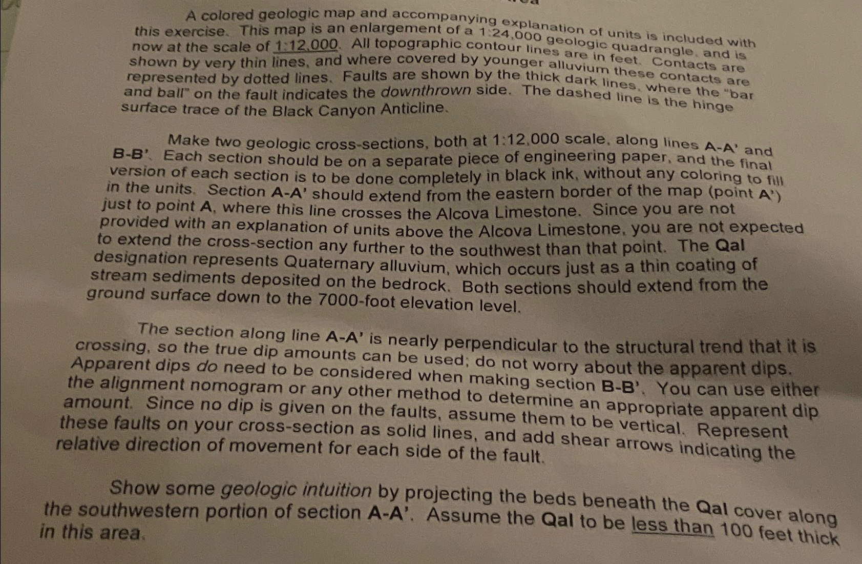 Solved A colored geologic map and accompanying explanation | Chegg.com