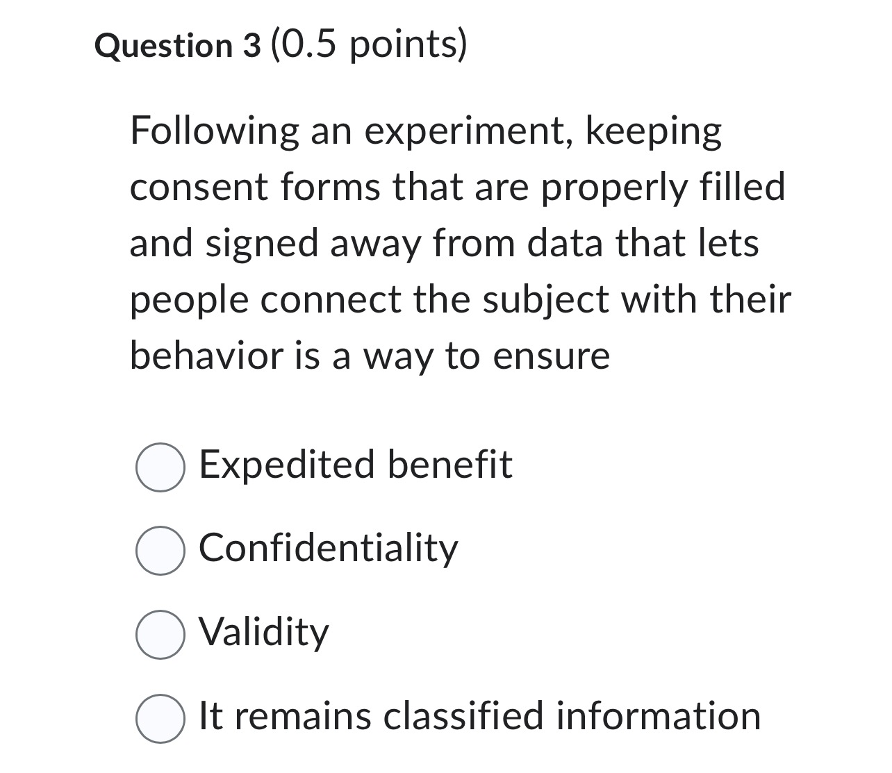 Solved Question 3 (0.5 ﻿points)Following an experiment, | Chegg.com