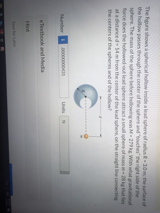 Solved The figure shows a spherical hollow inside a lead | Chegg.com