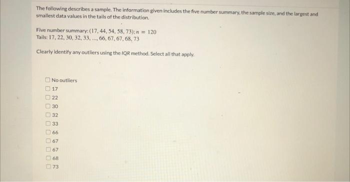Solved The following describes a sample. The information | Chegg.com