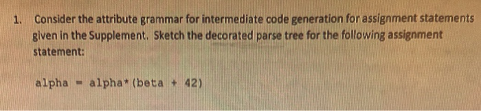 Solved Consider the attribute grammar for intermediate code | Chegg.com