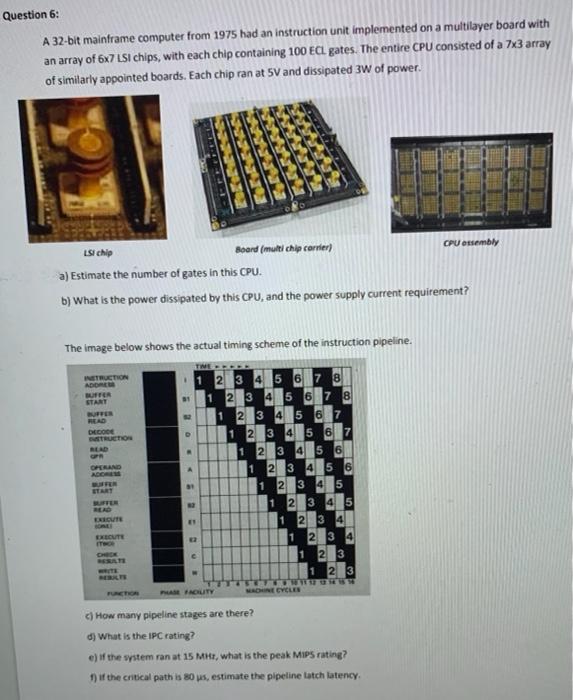 Solved stion 6: A 32-bit mainframe computer from 1975 had an | Chegg.com