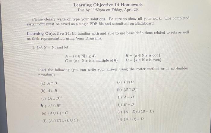 Solved Learning Objective 14 Homework Due by 11:59pm on | Chegg.com