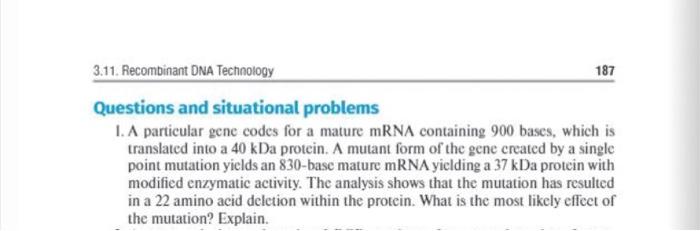 Solved 3.11. Recombinant DNA Technology 187 Questions and | Chegg.com