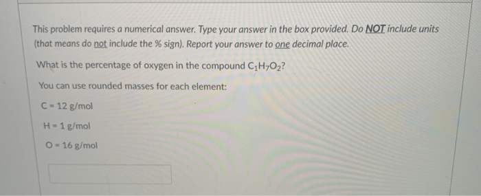 Solved This problem requires a numerical answer. Type your | Chegg.com