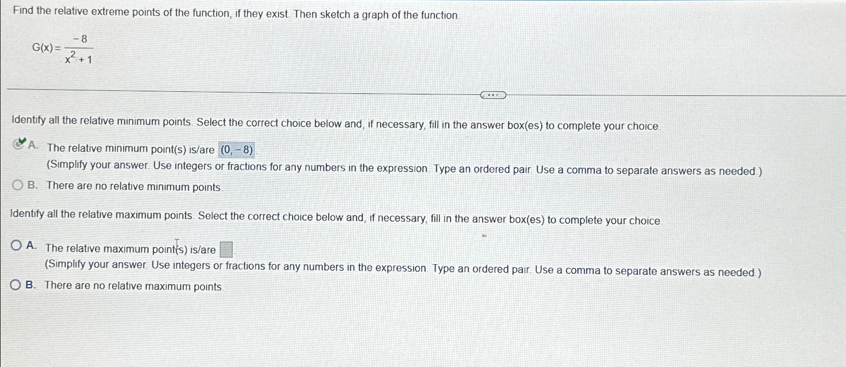 Solved Find the relative extreme points of the function, if | Chegg.com