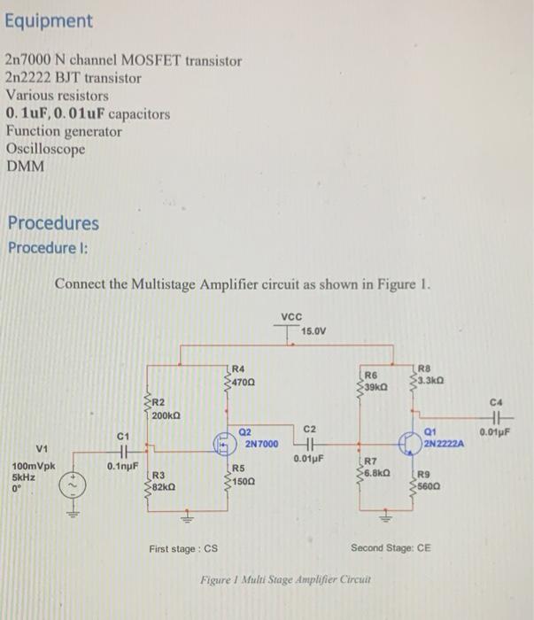 Solved Equipment 2n7000 N channel MOSFET transistor 2n2222 | Chegg.com