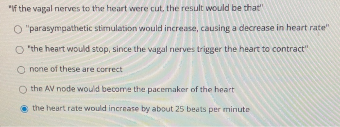 Solved "If the vagal nerves to the heart were cut, the | Chegg.com