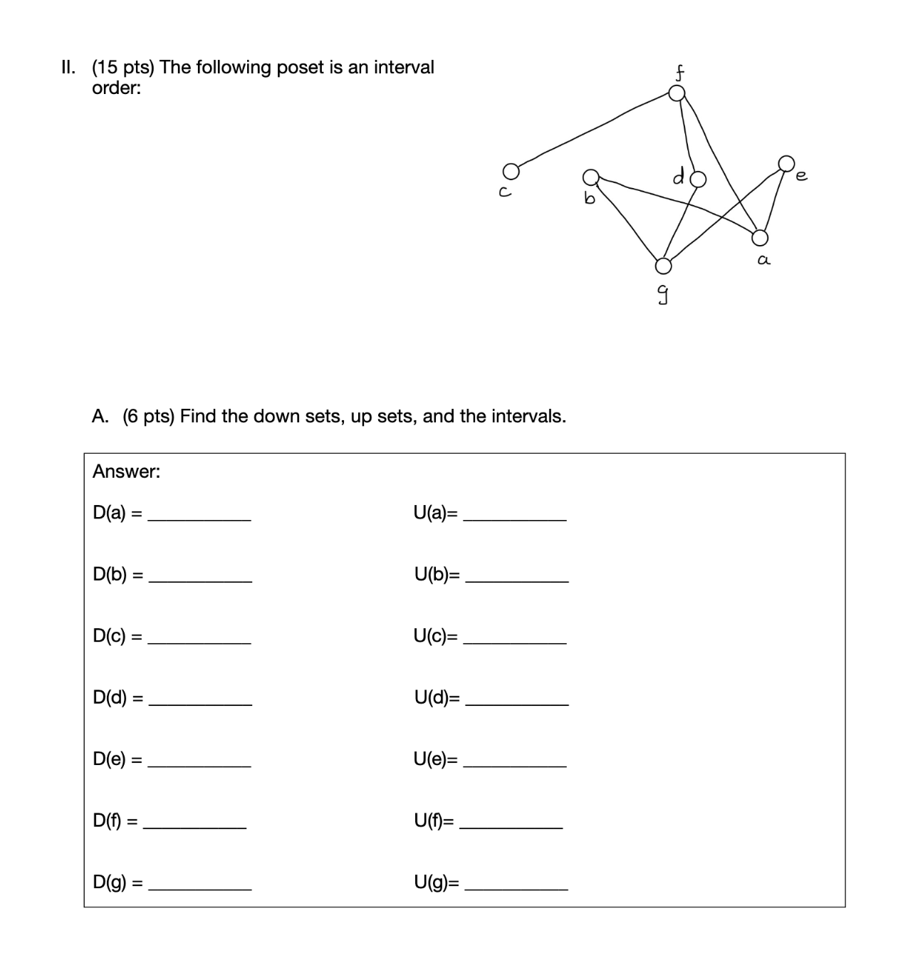 II. (15 ﻿pts) ﻿The following poset is an interval | Chegg.com