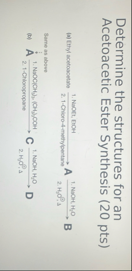 Solved Determine the structures for an Acetoacetic Ester | Chegg.com