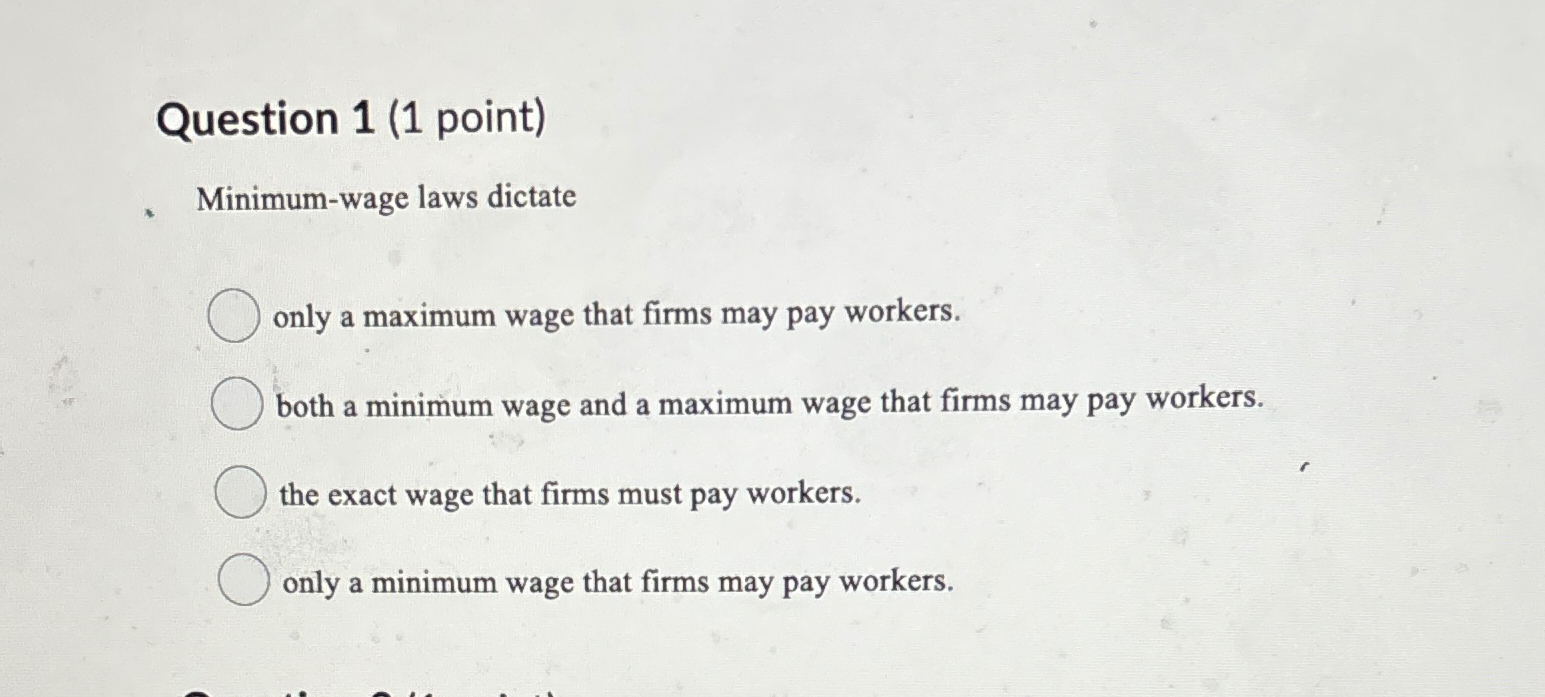 Solved Question 1 (1 ﻿point)Minimum-wage laws dictateonly a | Chegg.com