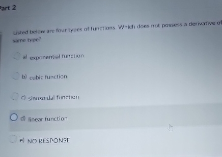 Solved art 2Listed below are four types of functions. Which | Chegg.com