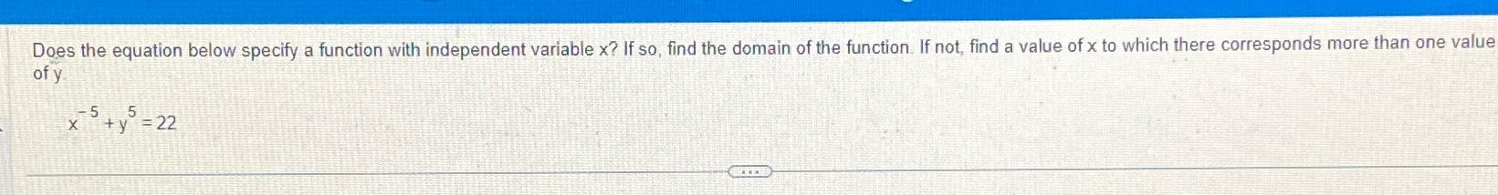 Solved Does the equation below specify a function with | Chegg.com