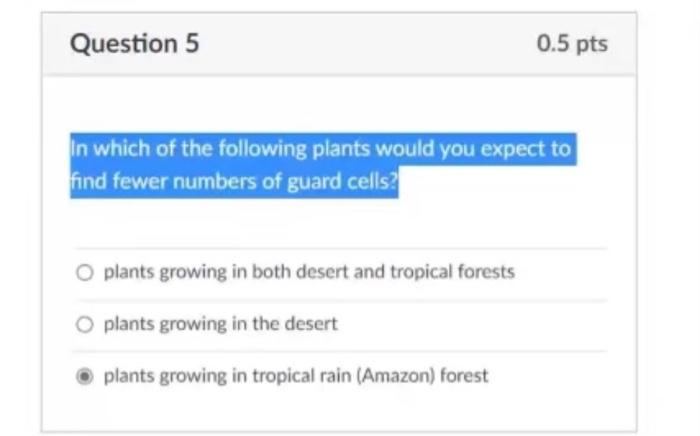 Solved Question 5 0.5 pts in which of the following plants | Chegg.com