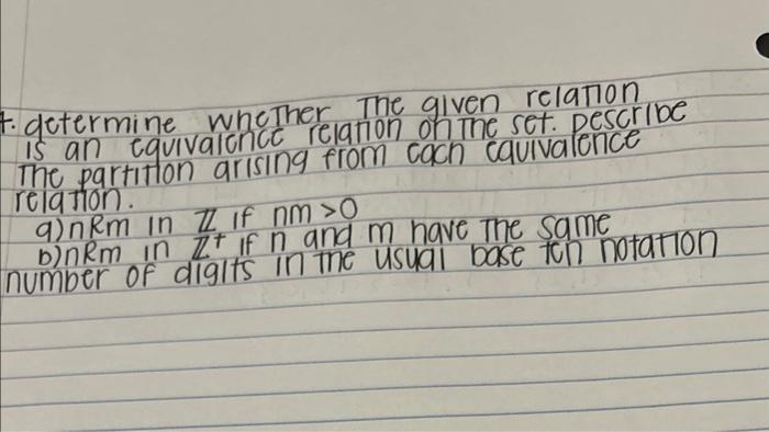 Solved - determine whether the given relation is an | Chegg.com